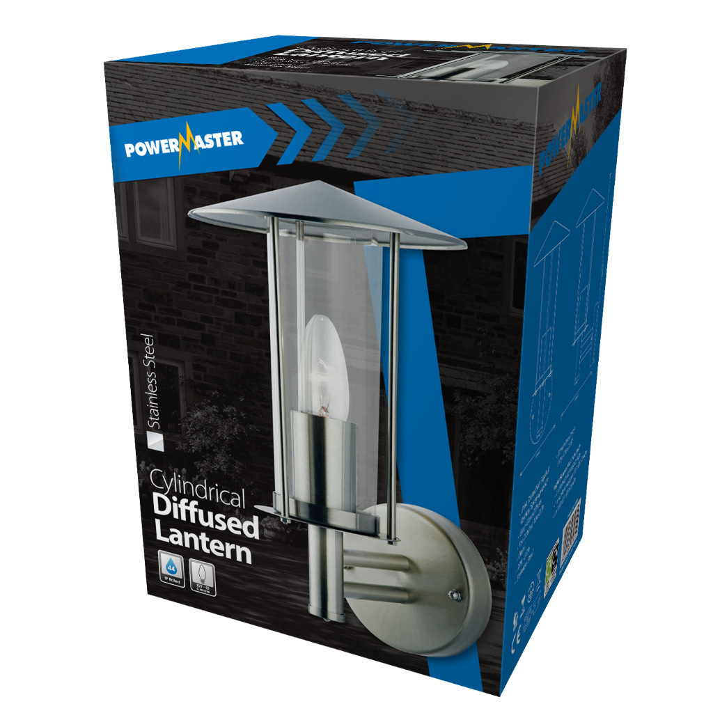 S5908 PowerMaster Tube Wall Lantern – Stainless Steel – All Pack 123