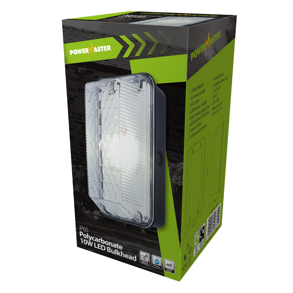 S6354 PowerMaster Outdoor 100W Rectangle Poly Bulkhead – All Pack 123