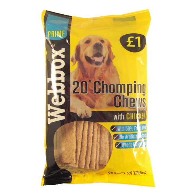 T0989 Webbox Dog Chomping Chews – Price Marked – Chicken Flavour (16 ...